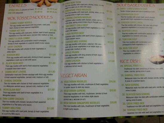 Menu at Noodlicious restaurant, Atherton
