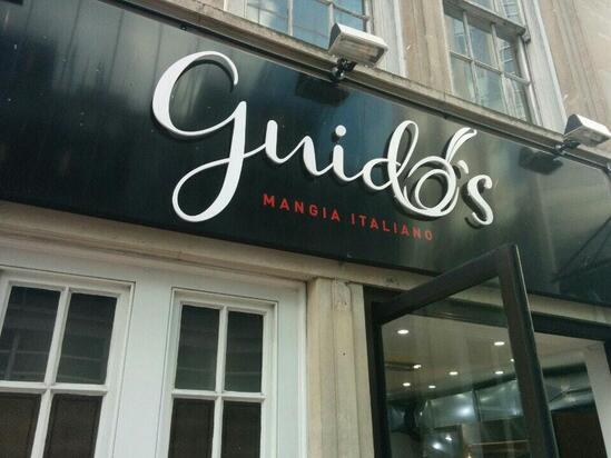 Menu at Guido's restaurant, London, 1 New Fetter Ln
