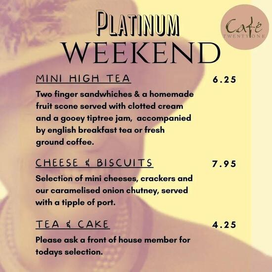 Menu at Cafe 21, Colchester