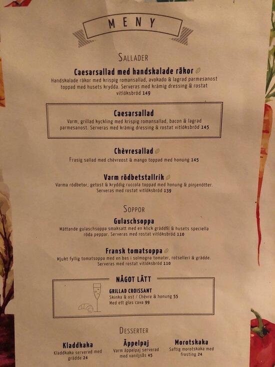 Carta de Bar Replik, Estocolmo