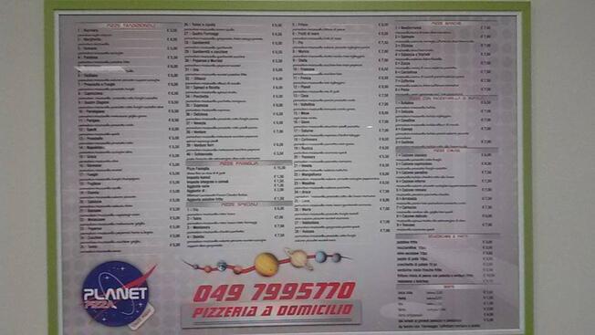 Menu at Planet Pizza Di Avitabile Stefano pizzeria, Stra