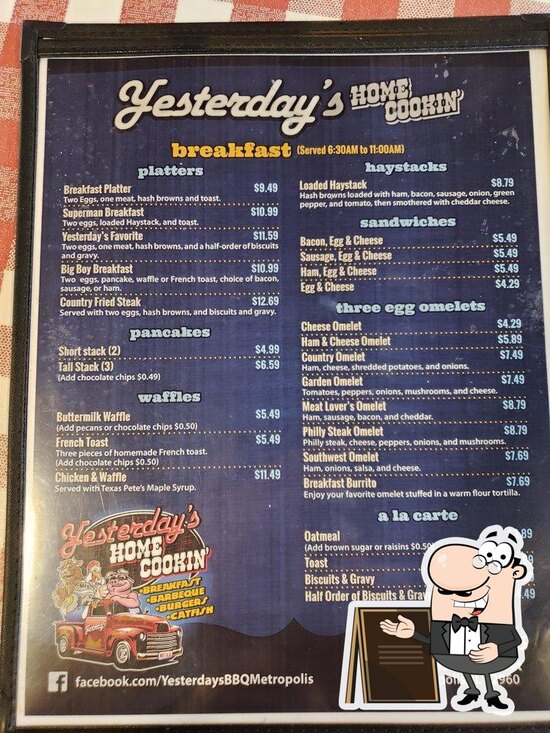 Menu at Yesterday’s Home Cookin' BBQ, Metropolis