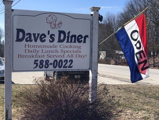 Menu at Dave's Diner restaurant, Gardiner