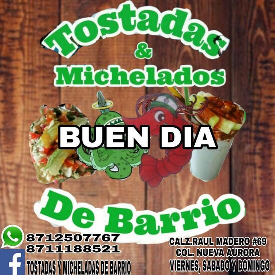 Carta de Tostadas & Micheladas De Barrio, Torreón