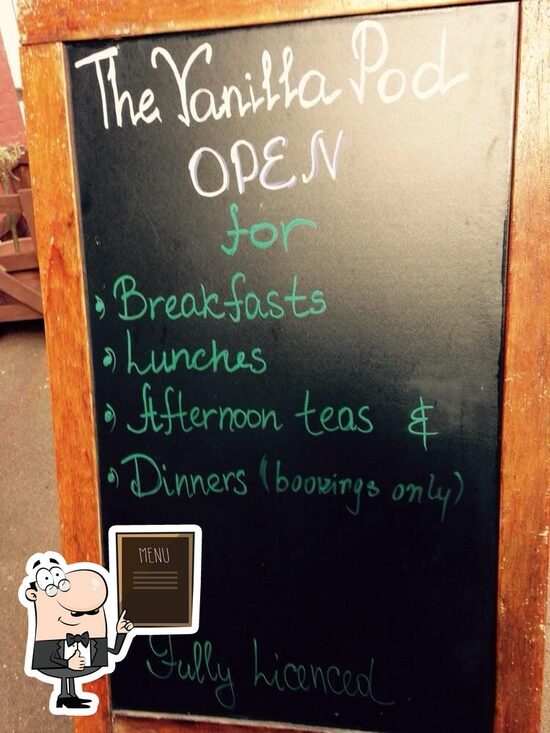 Menu at The Vanilla Pod restaurant, Lynton