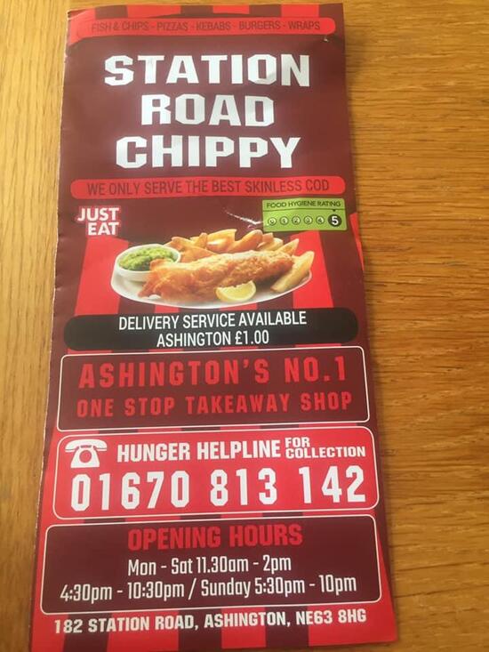 Menu at Station Road Chippy restaurant, Ashington