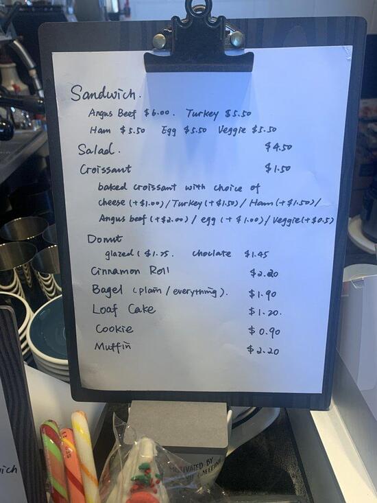 Menu at CoffeeHead, Topeka