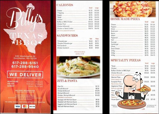 Billy's Texas BBQ, 530 Washington St in Boston - Restaurant menu and ...