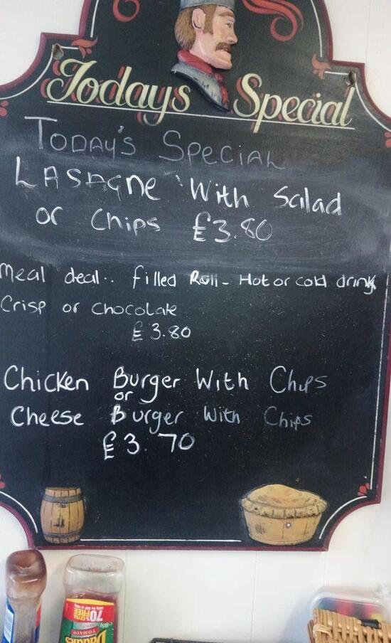 Menu at Christine's cafe, Ilkeston