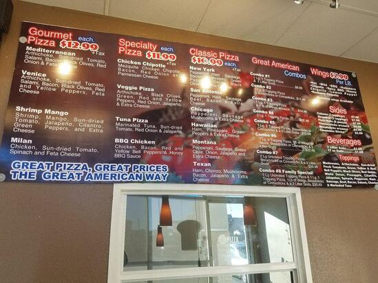 Menu at Great American Pizza pizzeria, El Paso, Resler Dr ste h ste h
