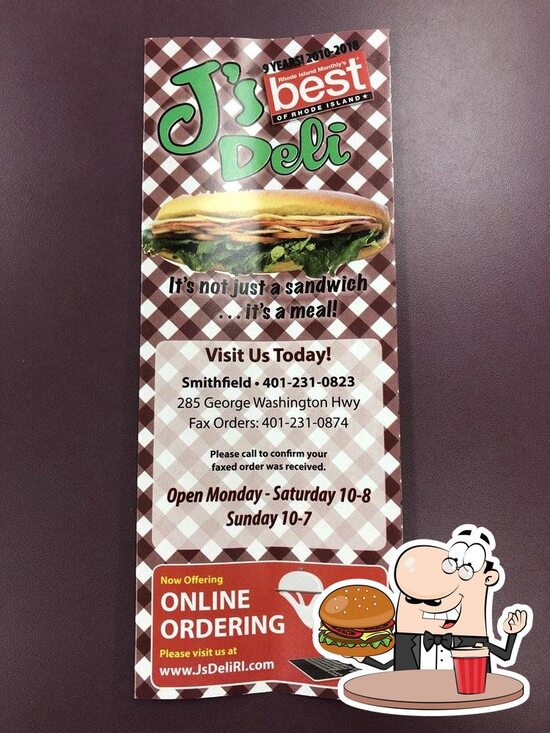 Menu at J's Deli restaurant, Smithfield