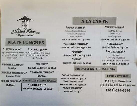 The Blessed Kitchen, Lathrop - Restaurant menu, prices and reviews