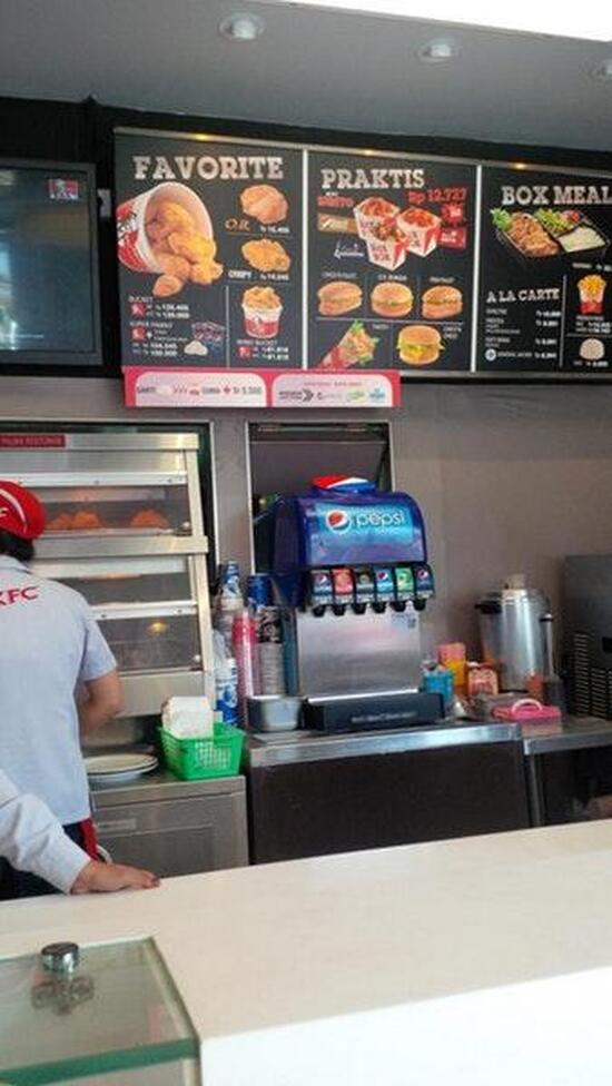 Menu at KFC restaurant, Kantor