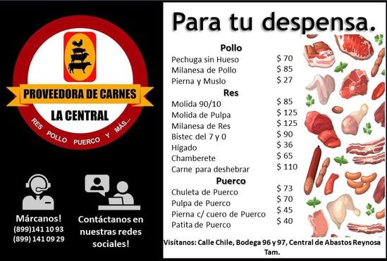 Menu at Proveedora de Carnes La Central, Reynosa