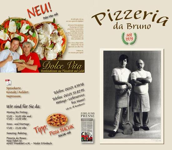 Speisekarte von Pizzeria Da Bruno, Frankfurt am Main