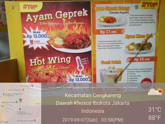 DTOP Chicken & Burger restaurant, West Jakarta