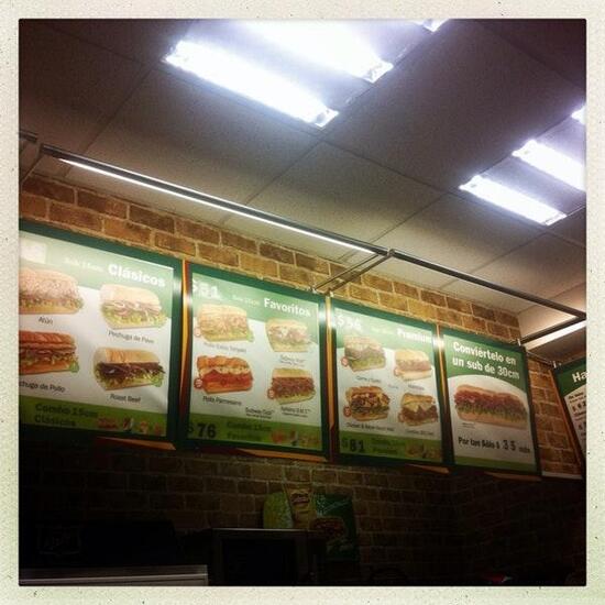 Menu at Subway restaurant, Mexico City, Benito Juárez 117-L J1