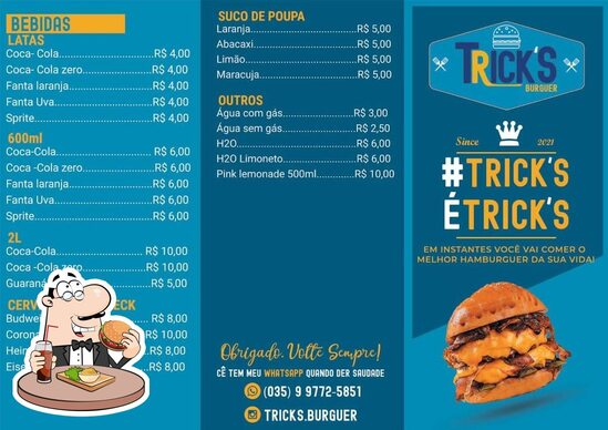 Menu at Trick's Burguer restaurant, Itajubá