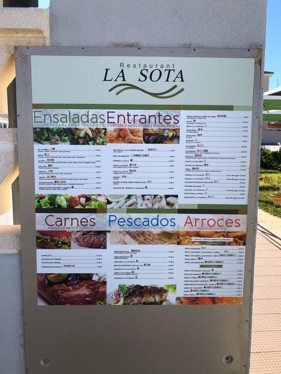 Menu at La Sota restaurant, Oliva
