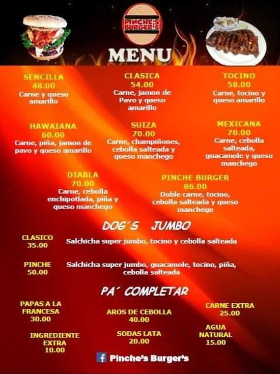 Menu at Pinche's Burger's restaurant, Ensenada, C. 16 764