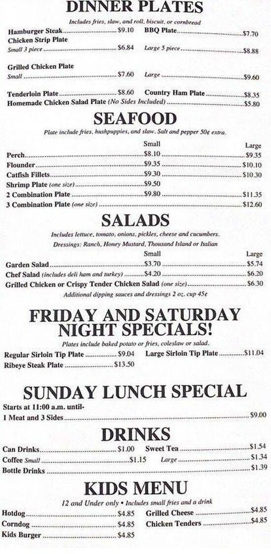 Menu at Christie's Kitchen restaurant, Polkville