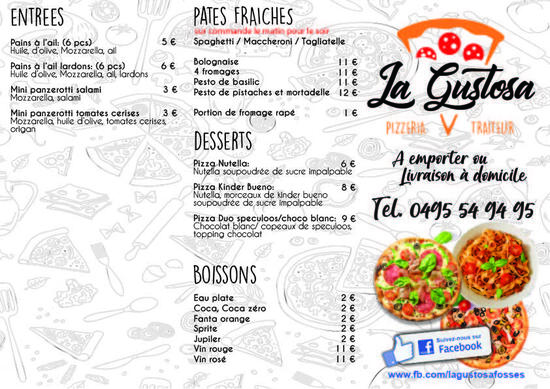 Speisekarte von La Gustosa, Fosses-la-Ville