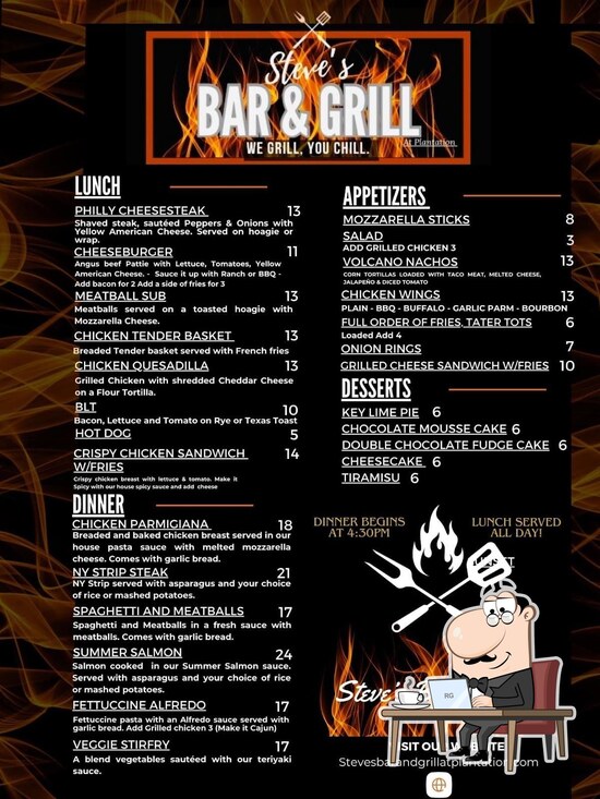 Steve's Bar & Grill, Leesburg - Restaurant menu, prices and reviews