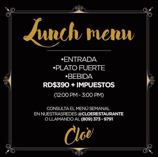 Menu at Cloé Restaurante, Santo Domingo