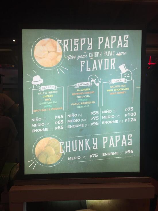Menu at Crispy Papas pub & bar, Muntinlupa