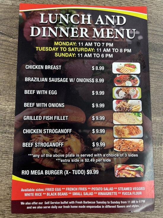 Menu at Rio Bonito Latino Food Market, Jacksonville
