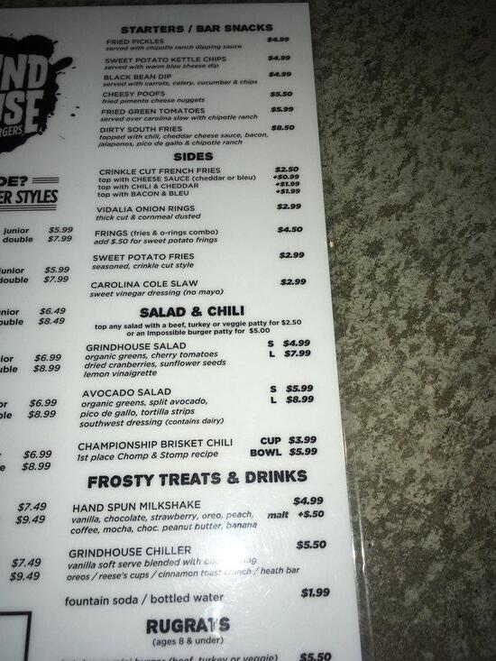 Menu at Grindhouse Killer Burgers pub & bar, Decatur
