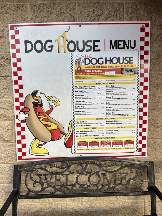 Menu at Dave's Dog House restaurant, Knoxville, Middlebrook Pike