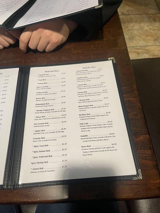 Menu at Sumo Hibachi and Sushi restaurant, Brunswick