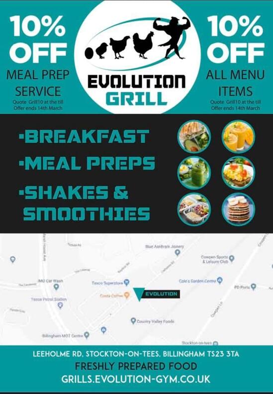 Menu at Evolution Grill cafe, Billingham