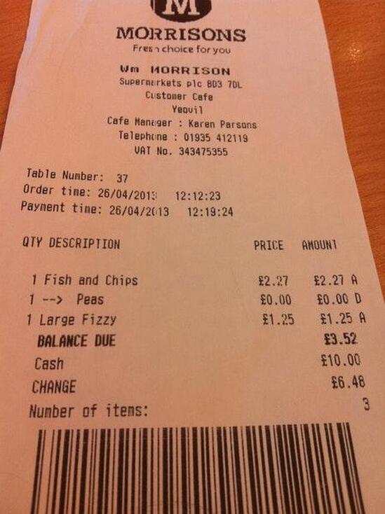 Menu at Morrisons Cafe, Yeovil
