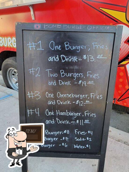 Menu at Bomb Burger restaurant, Los Angeles