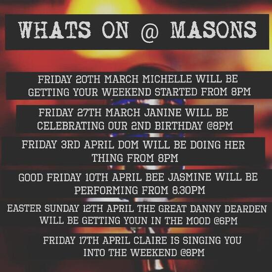 Menu at Mason's cafe/bar, Astley