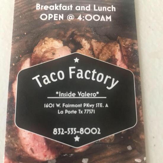 Menu at Taco Factory restaurant, La Porte
