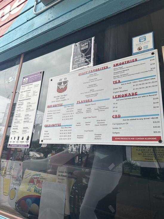 Menu at Wakey Wakey's, Angleton
