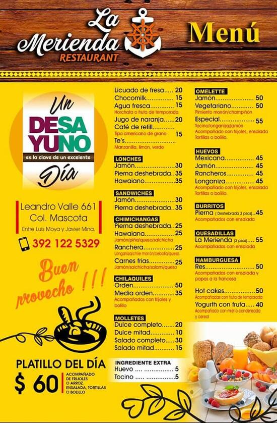 Menu at La Merienda Restaurante, Ocotlán