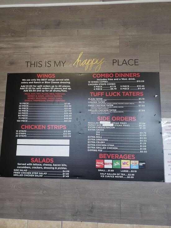 Menu at Tuff Luck Cafe, Thomson, Washington Rd