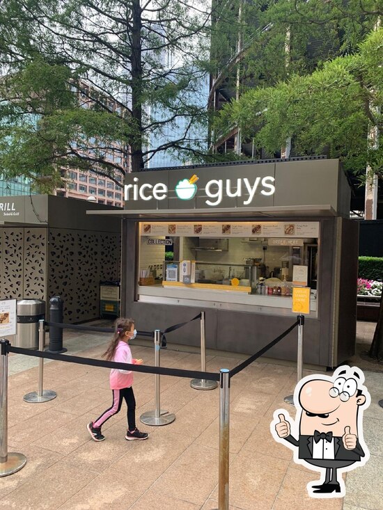 Menu at Rice Guys Canary Wharf fast food, London, Reuters Plaza