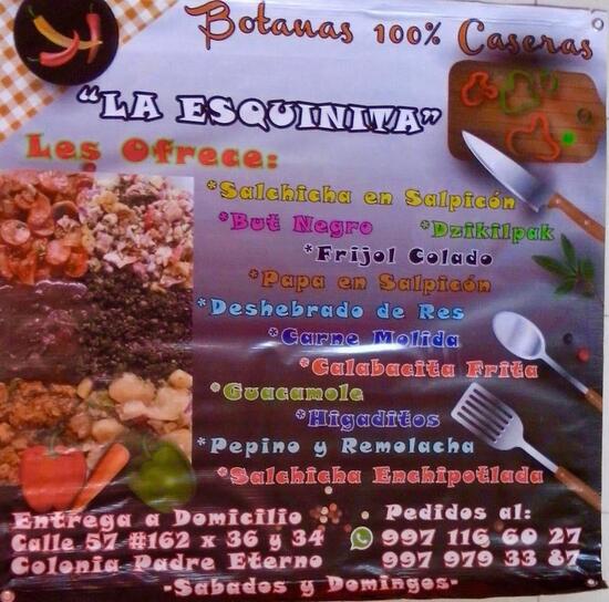 Menu at Botanas caseras "la esquinita" restaurant, Tekax de Álvaro Obregón