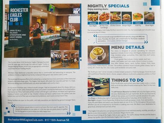Menu at Eagles Club Rochester, Rochester