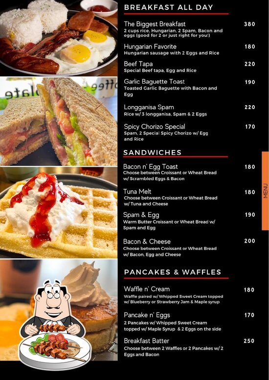 Menu at Red's Cafe, Cebu City