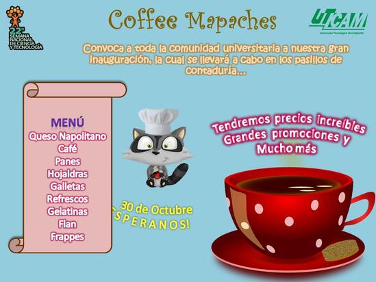 Carta del restaurante Coffee Mapaches, San Antonio Cárdenas