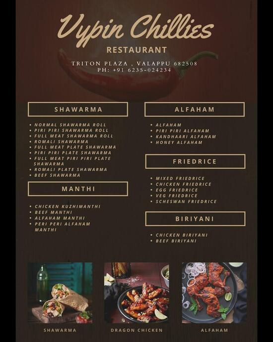 Menu at Vypin Chillies Restaurant, Kochi