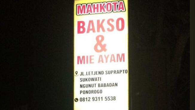 Menu at MAHKOTA BAKSO Dan MIE AYAM restaurant, Ponorogo