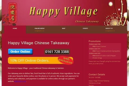 Menu at Happy Village fast food, Manchester