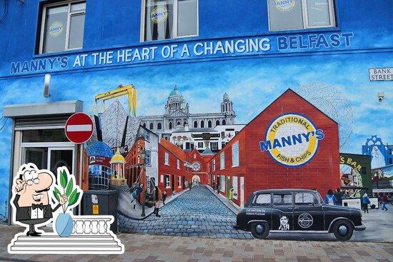 Menu at Manny's Fish & Chips restaurant, Belfast, 11 Chapel Ln